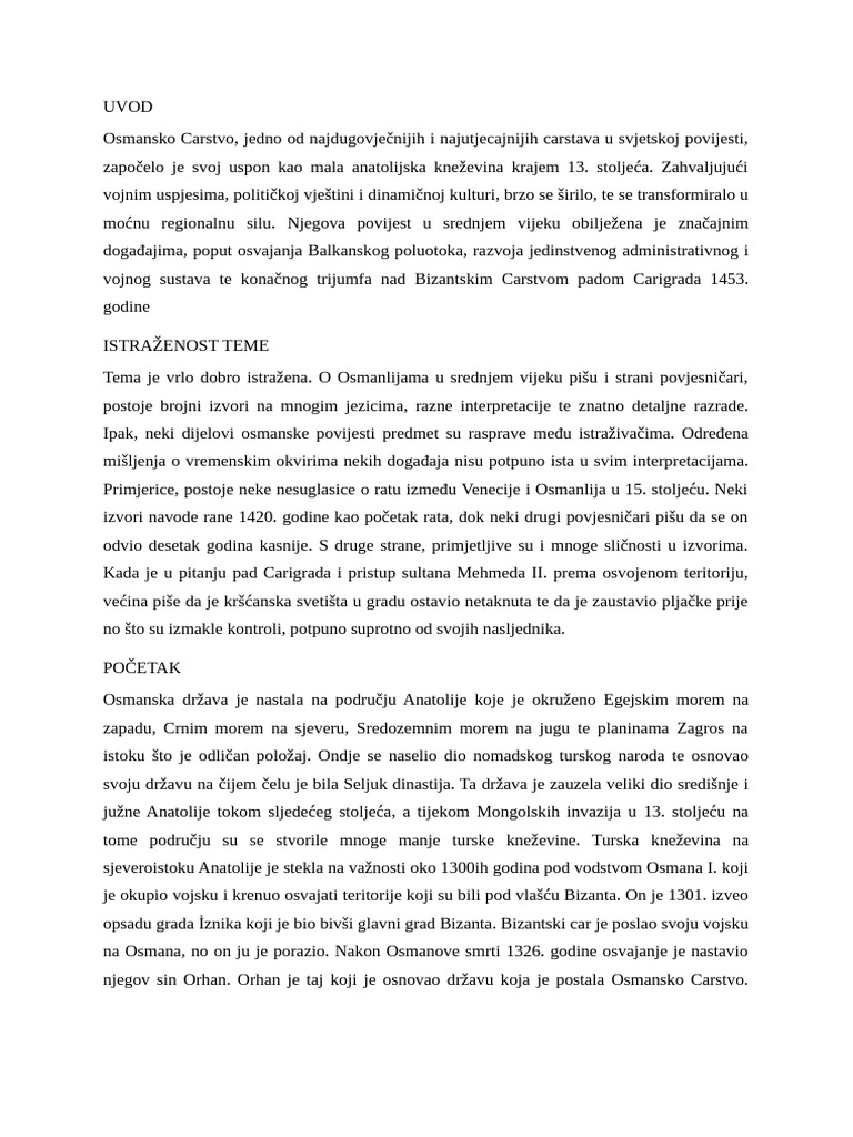 Osmansko Carstvo U Srednjem Vijeku | PDF