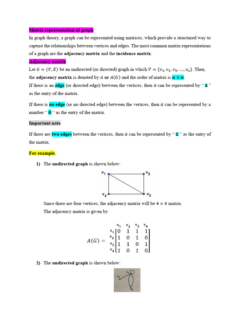 Part 2 - Graph Theory - Chapter 1 - Unit 5 | PDF | Matrix Theory | Theoretical Computer Science