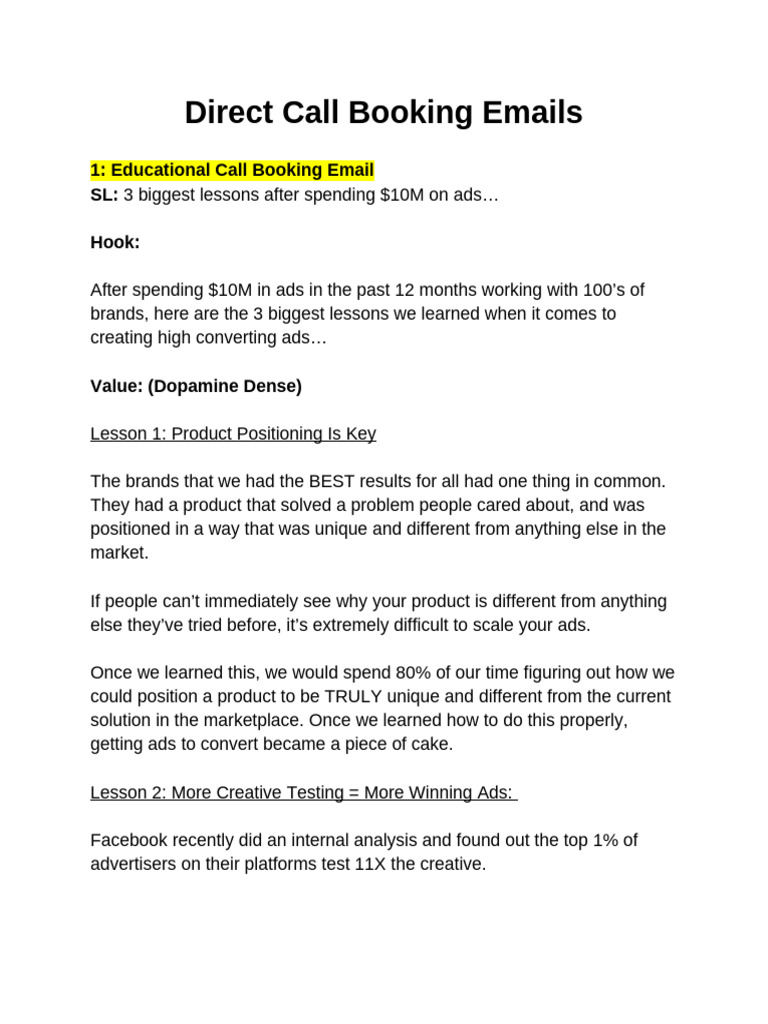 SMMA Direct Call Booking Strategies | PDF