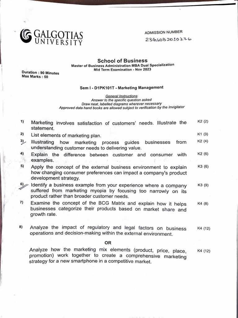 MBA Sem 1 (2023) - MTE Question Papers | PDF | Economies | Business