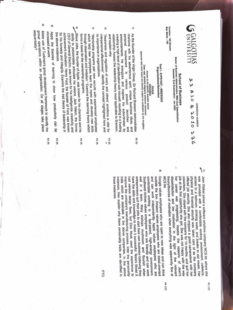 MBA Semester 1 Question Papers 2024 | PDF | Market (Economics) | Stocks