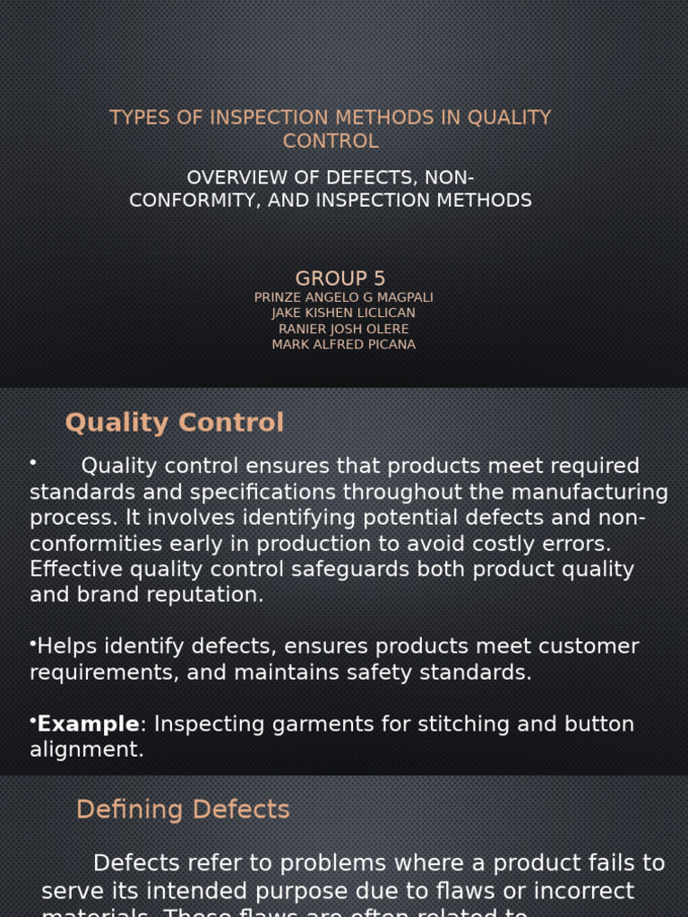 GROUP 5 Inspection Methods in Quality Control | PDF | Food Safety