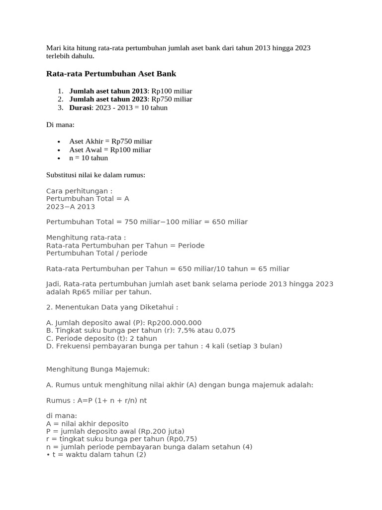 Rata-rata Pertumbuhan Aset Bank 2013-2023 | PDF