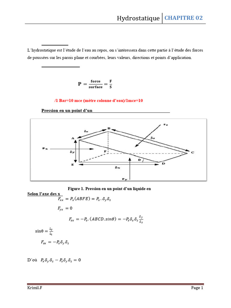 Chapitre 2 Statique | PDF | Pression | Mécanique