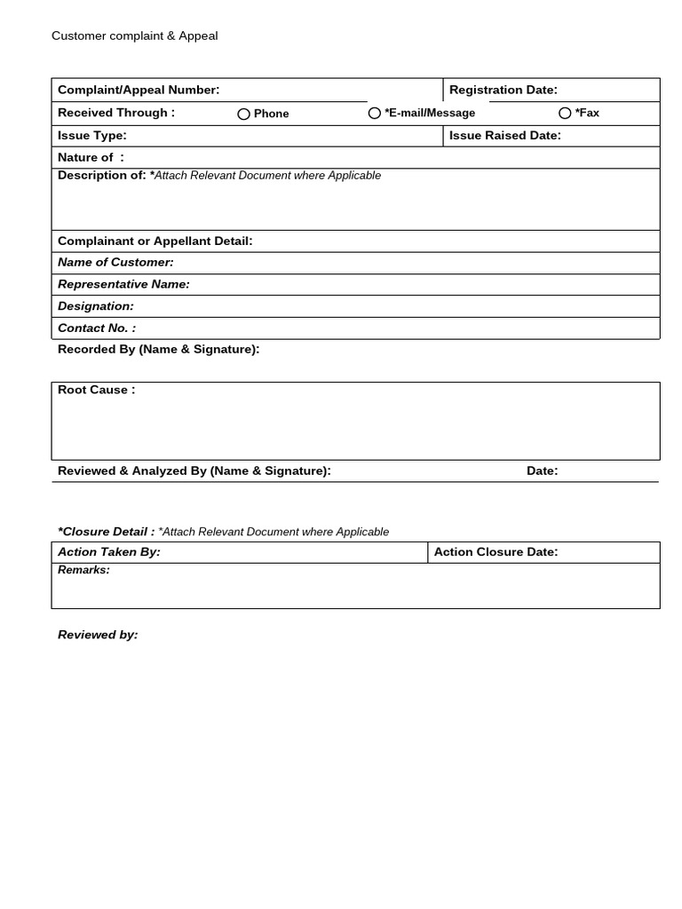 Customer Complaint & Appeal | PDF | Finance & Money Management | Law