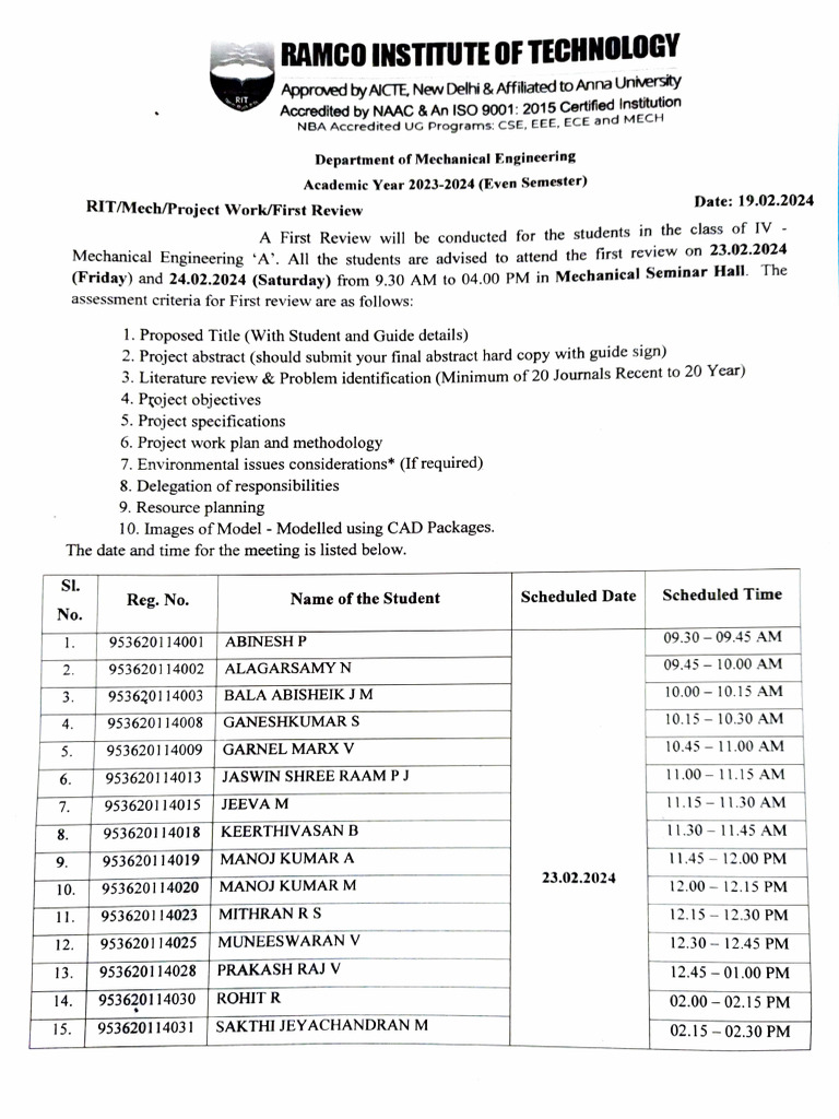 Project Work - Review 1 Circular | PDF | International Organization For ...