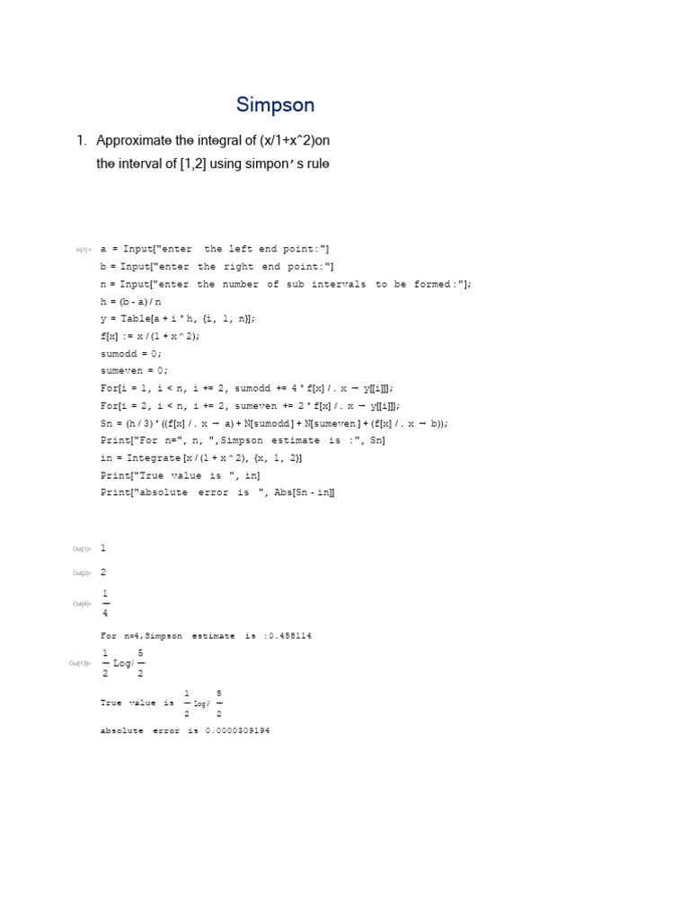 Simpson | PDF | Mathematics Of Computing | Numerical Analysis
