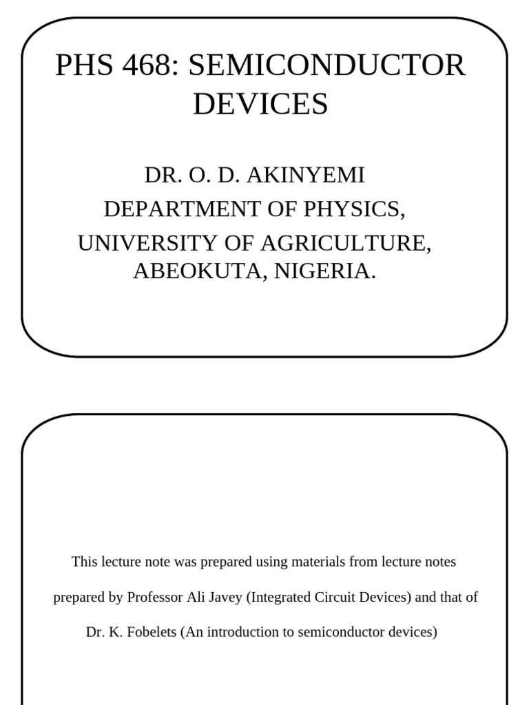 478 - PHS 468 Semiconductor Devices | PDF | P–N Junction | Bipolar Junction Transistor