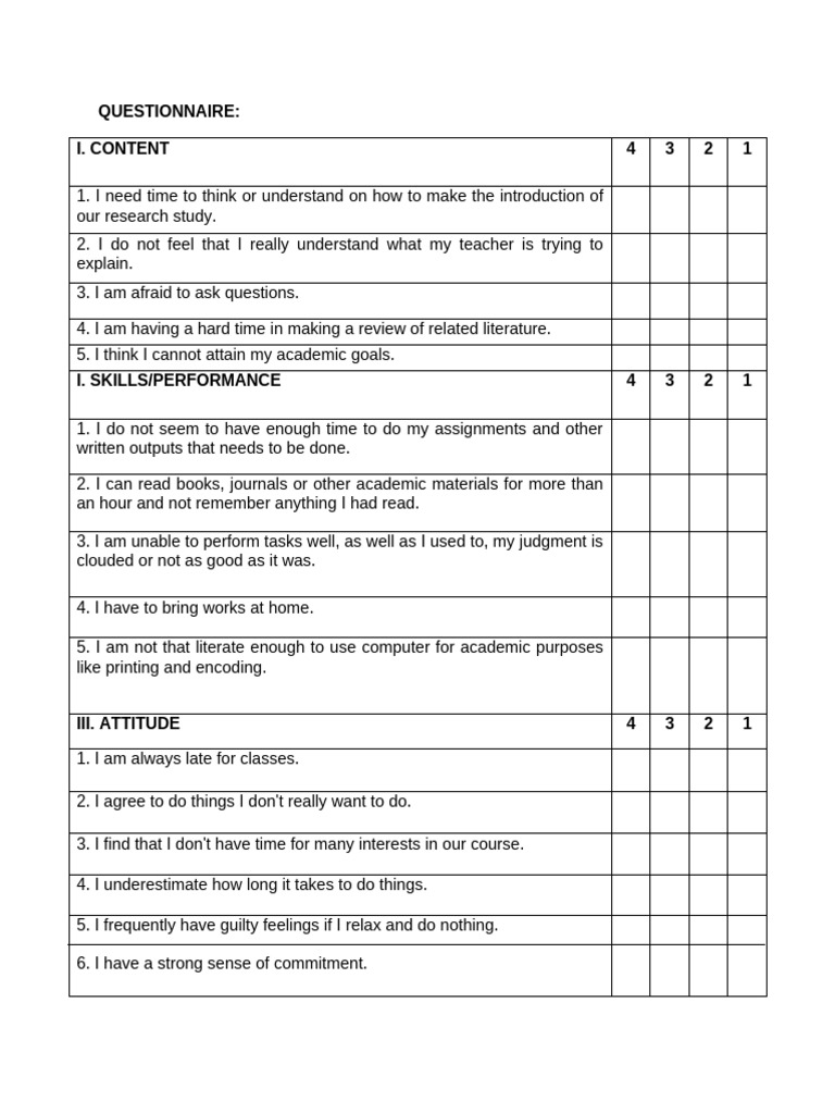 Student Academic Struggles Questionnaire | PDF | Career & Growth