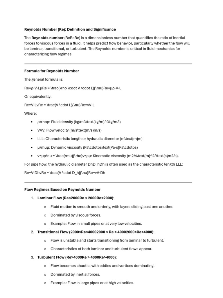 renold number | PDF | Reynolds Number | Fluid Dynamics