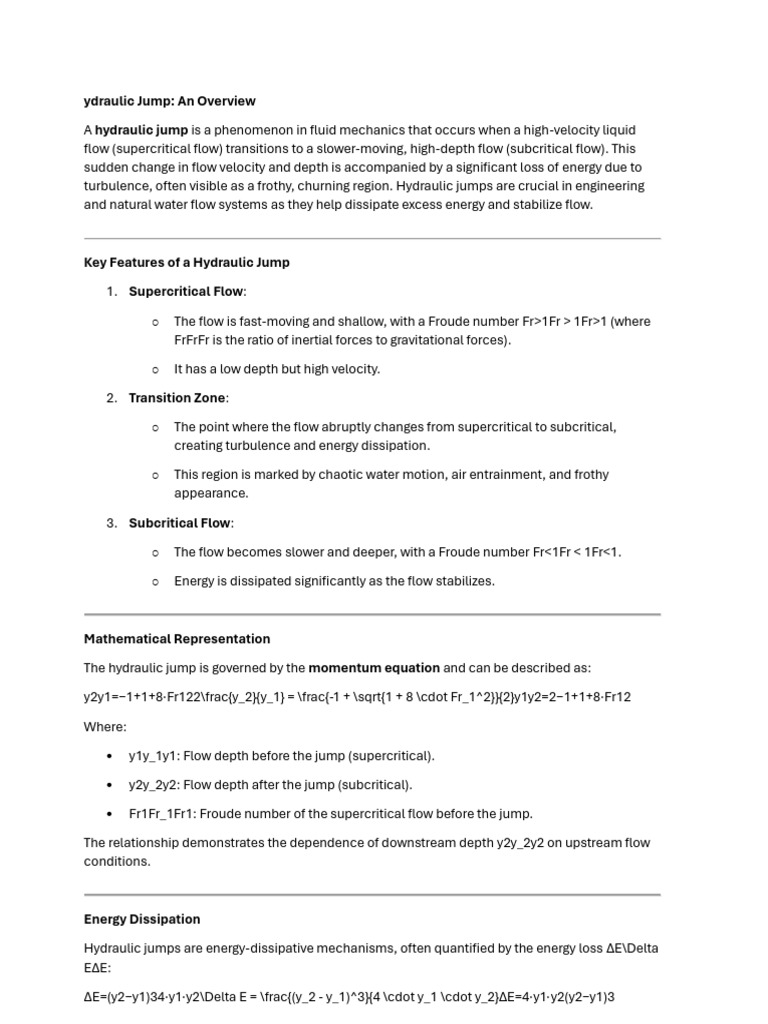 hydraulic jump 1 | PDF | Continuum Mechanics | Applied And Interdisciplinary Physics