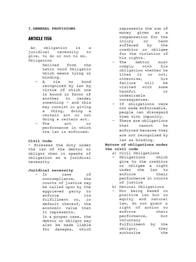 Oblicon Chapter 1 | PDF | Law Of Obligations | Tort