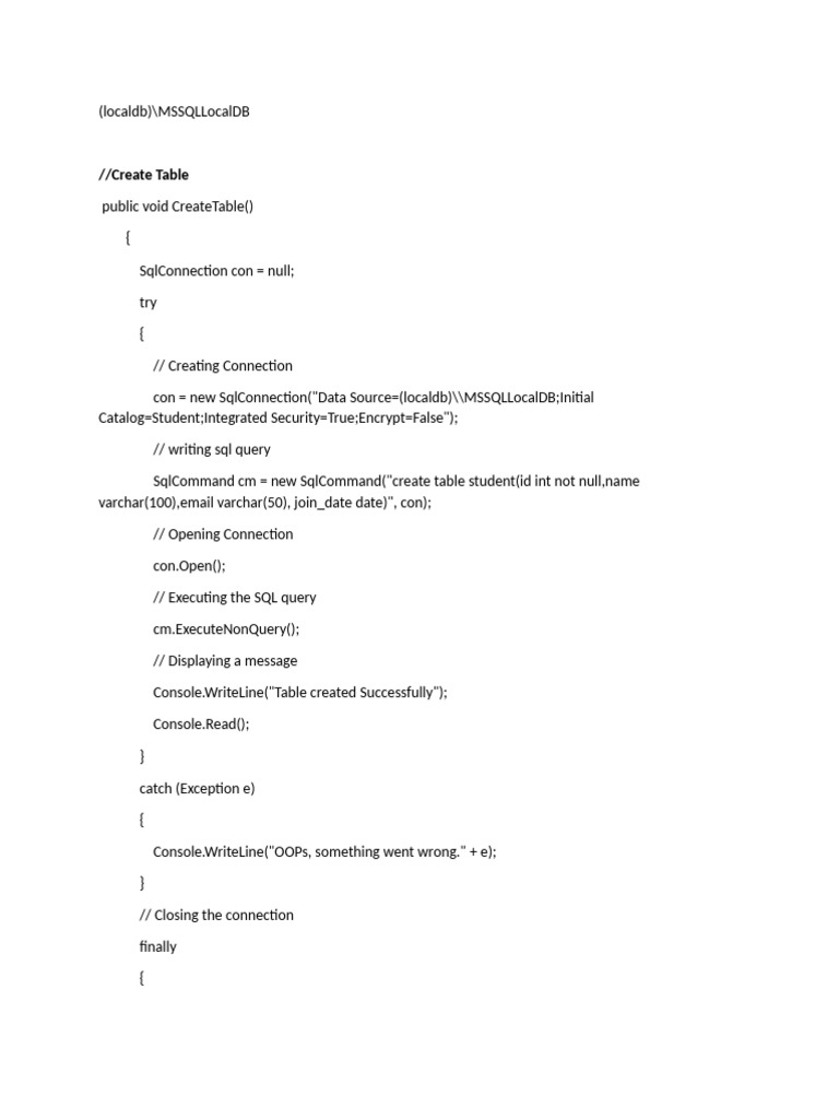 create Table | PDF | Sql | Information Technology Management
