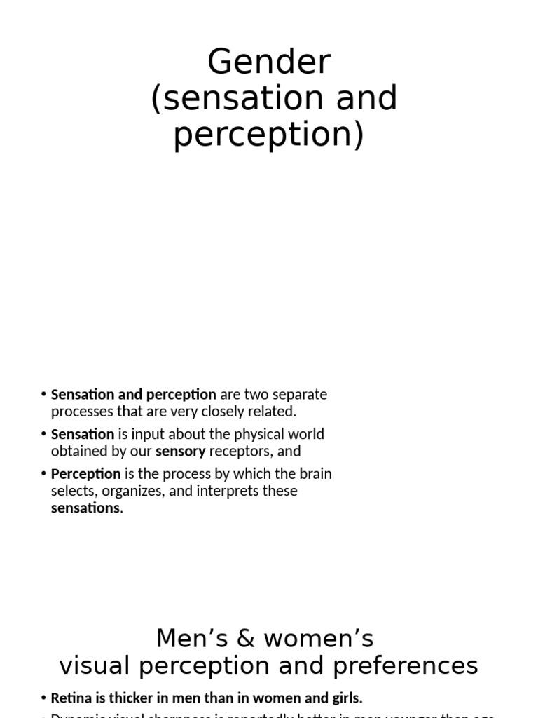 Gender Sensation and Perception | PDF | Auditory System | Odor