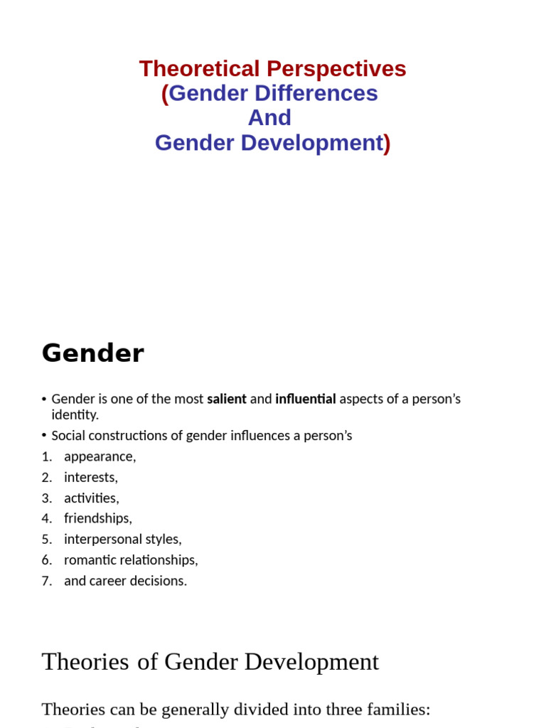 Theoretical Perspectives | PDF | Gender | Gender Studies