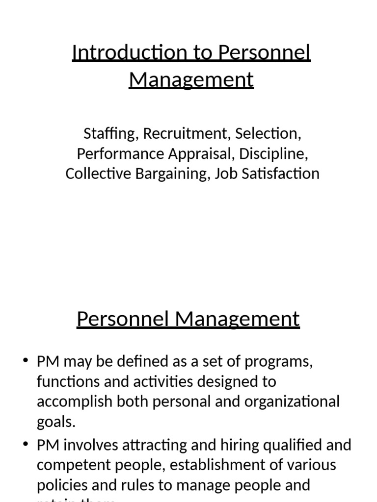 Overview of Personnel Management Functions | PDF | Job Satisfaction ...