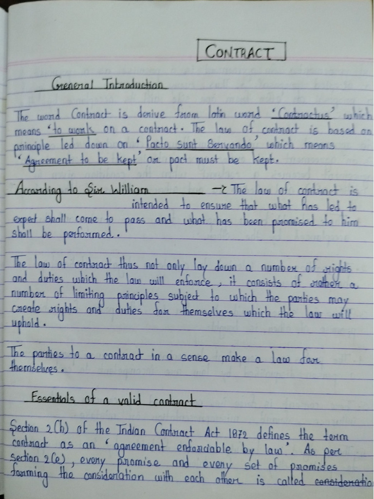 Law of Contract Handwritten Notes PDF University of Allahabad | PDF