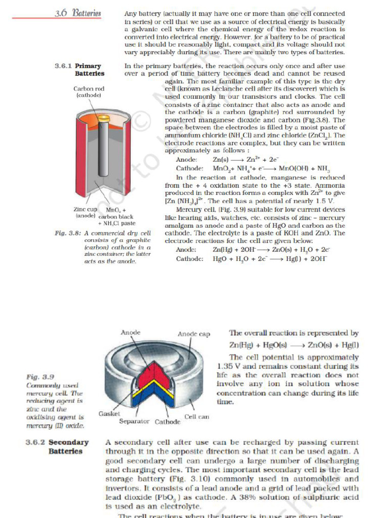 All Batteries Class 12 | PDF