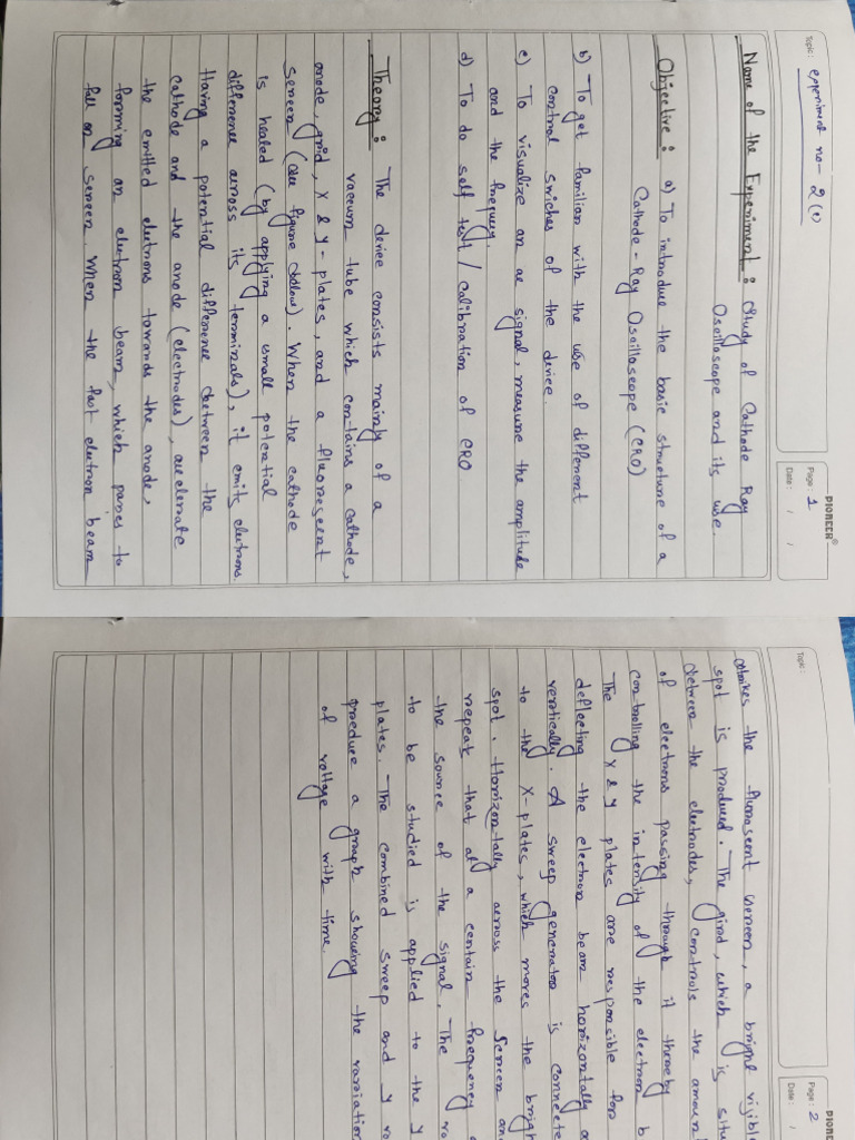 Oscilloscope Experiment Electronics | PDF | Cathode | Applied And ...