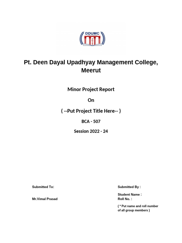 MinorProjectReport CoverPage | PDF