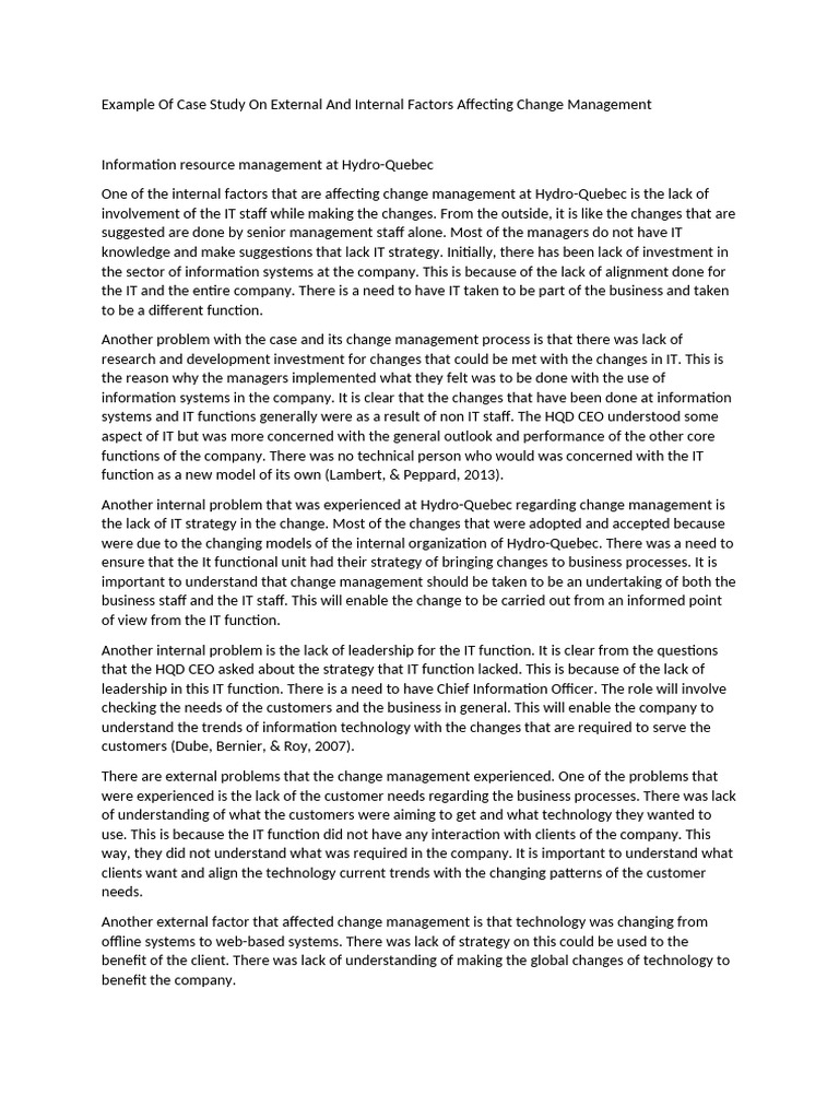 Case Study - Change Management | PDF | Business