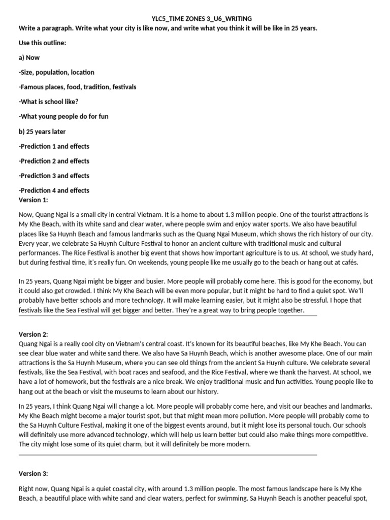Ylc5 - Time Zones 3 - U6 - Writing | PDF