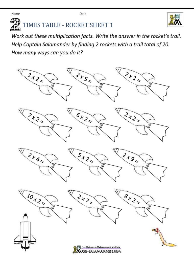 2 Times Table Rocket 1 | PDF