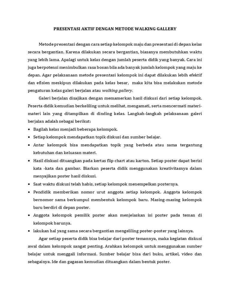 Metode Presentasi Walking Gallery | PDF