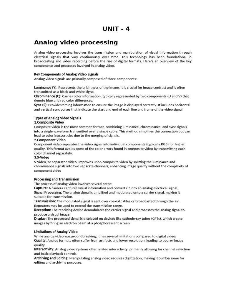 Unit 4 Ivp | PDF | Video | Broadcast Engineering