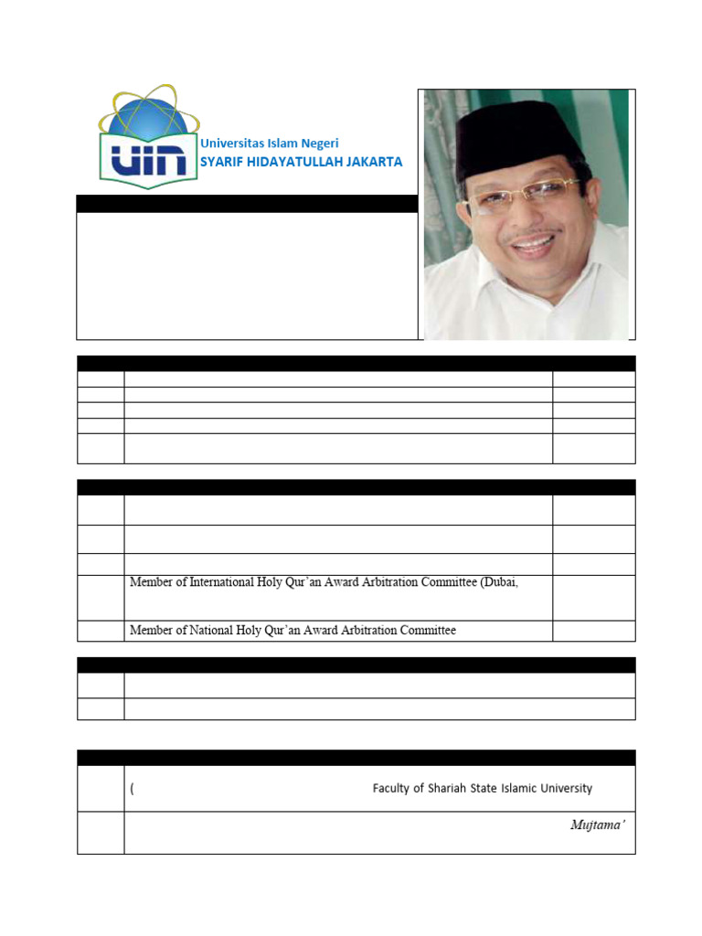 Prof. Dr. H. Said Agil Husin Al Munawar, MA CV-1 | PDF | Islamic Ethics | Sharia