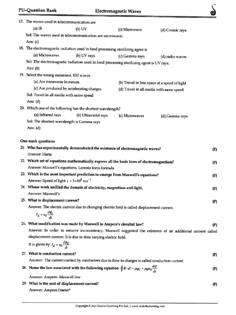 Em Waves Pdf Electromagnetic Radiation Waves