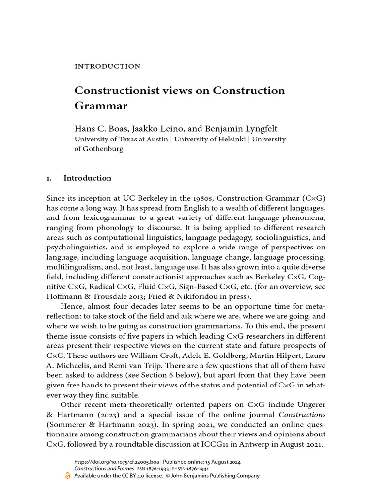 Constructionist Views On Construction GR | PDF | Linguistics | Semantics