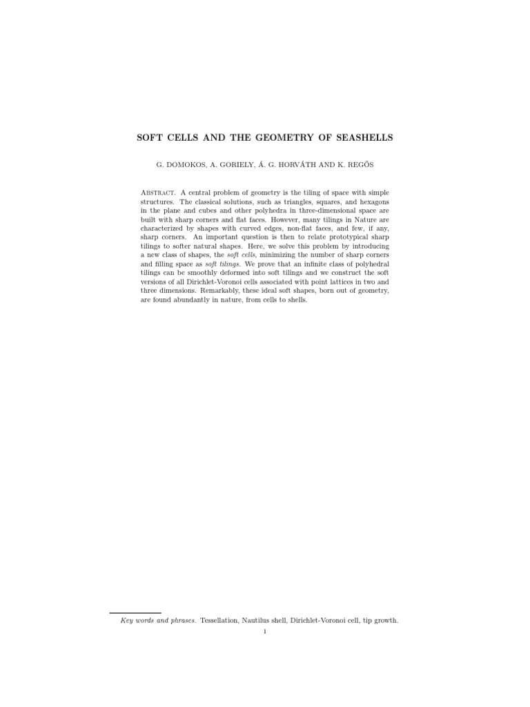 Geometry of Soft Cells & Seashells | PDF | Tetrahedron | Geometry
