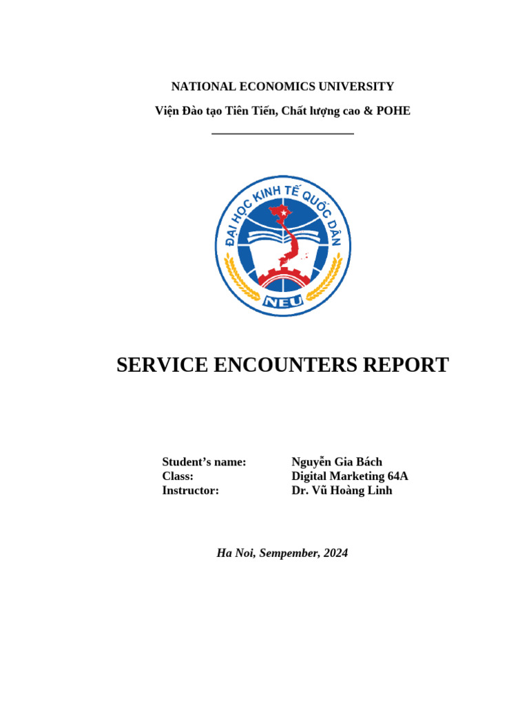 Service Encounters Report | PDF | Point Of Sale | Experience