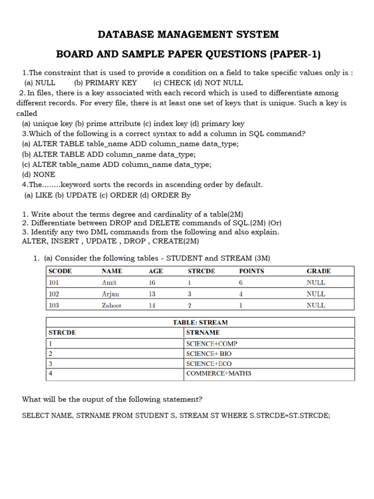 DBMS Revision | PDF | Table (Database) | Computer Programming DBMS Revision | PDF | Table (Database) | Computer Programming