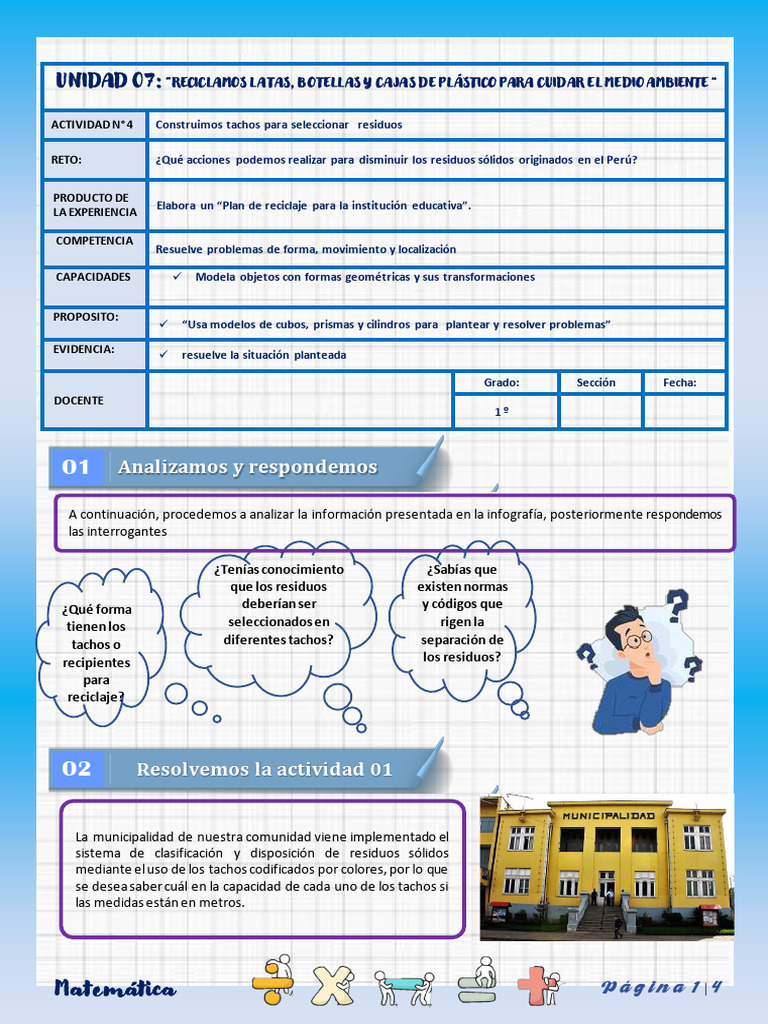 Act 4 Mat 1° Sem 4 Unid 07 | PDF | Residuos | Evaluación