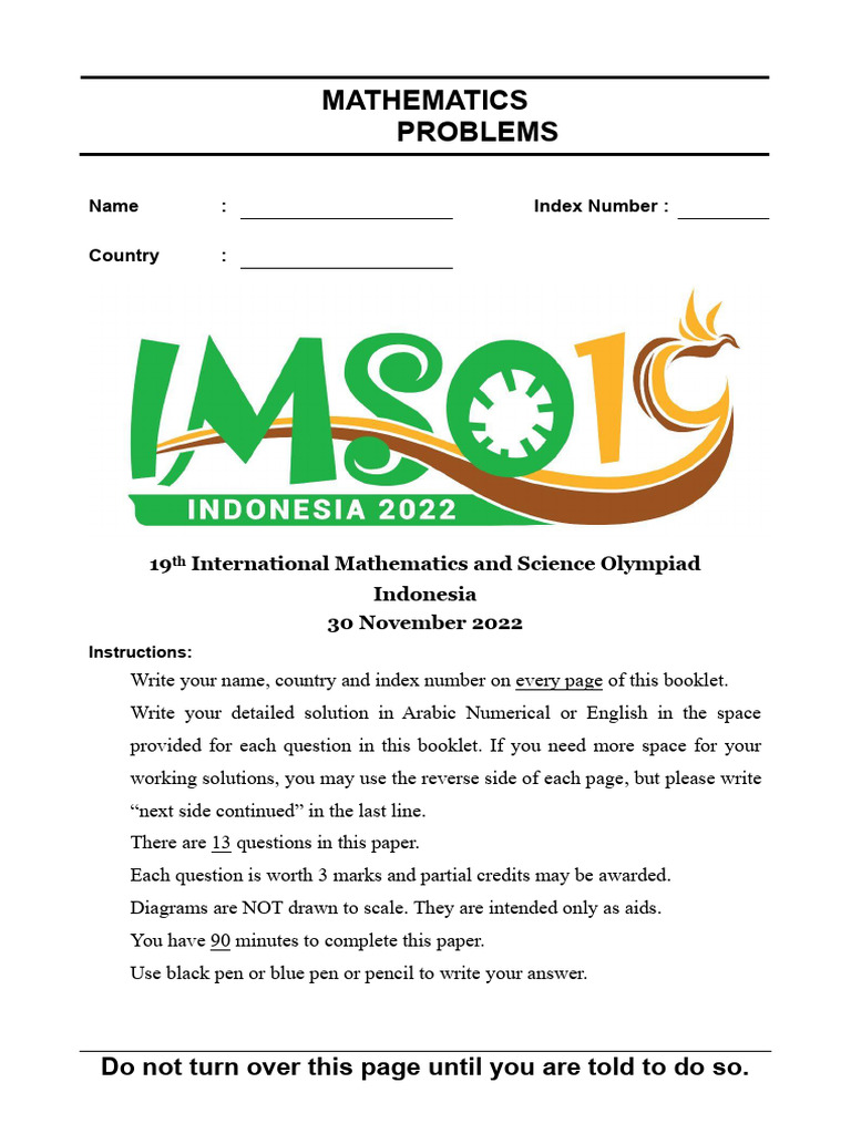IMSO 2022 Mathematics Essay Problems | PDF | Area | Mathematics