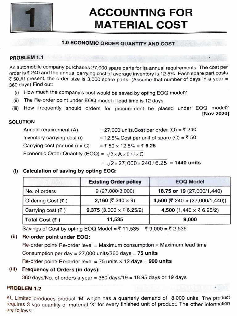 1) Material Costing | PDF