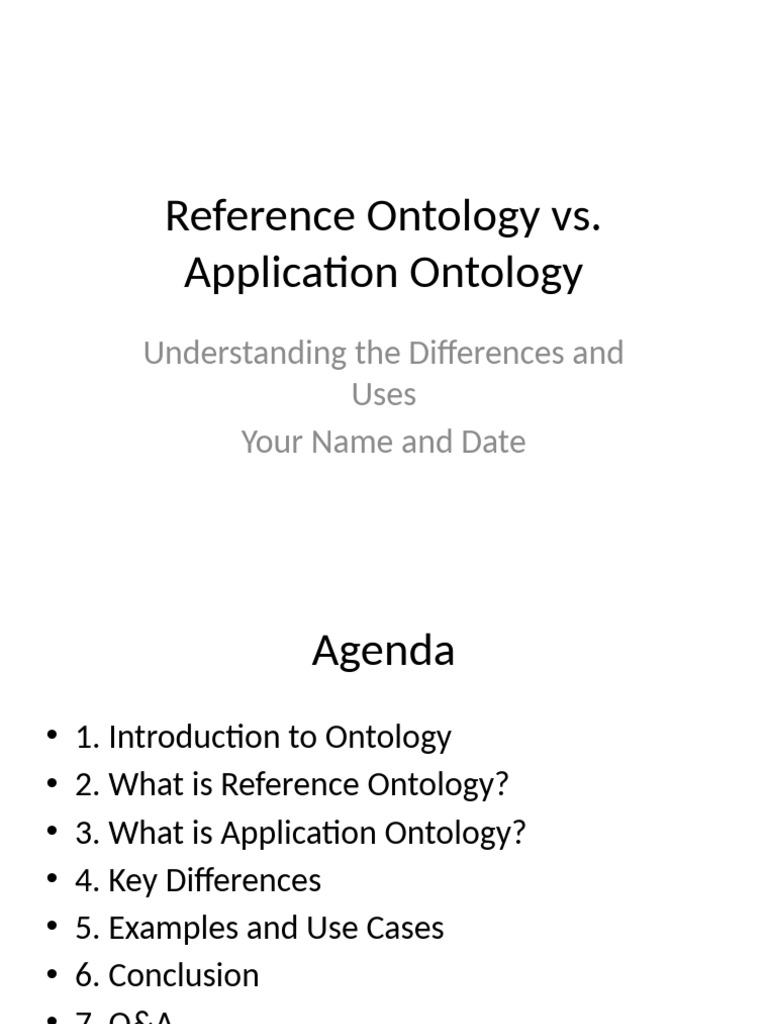 Reference and Application Ontology Presentation | PDF