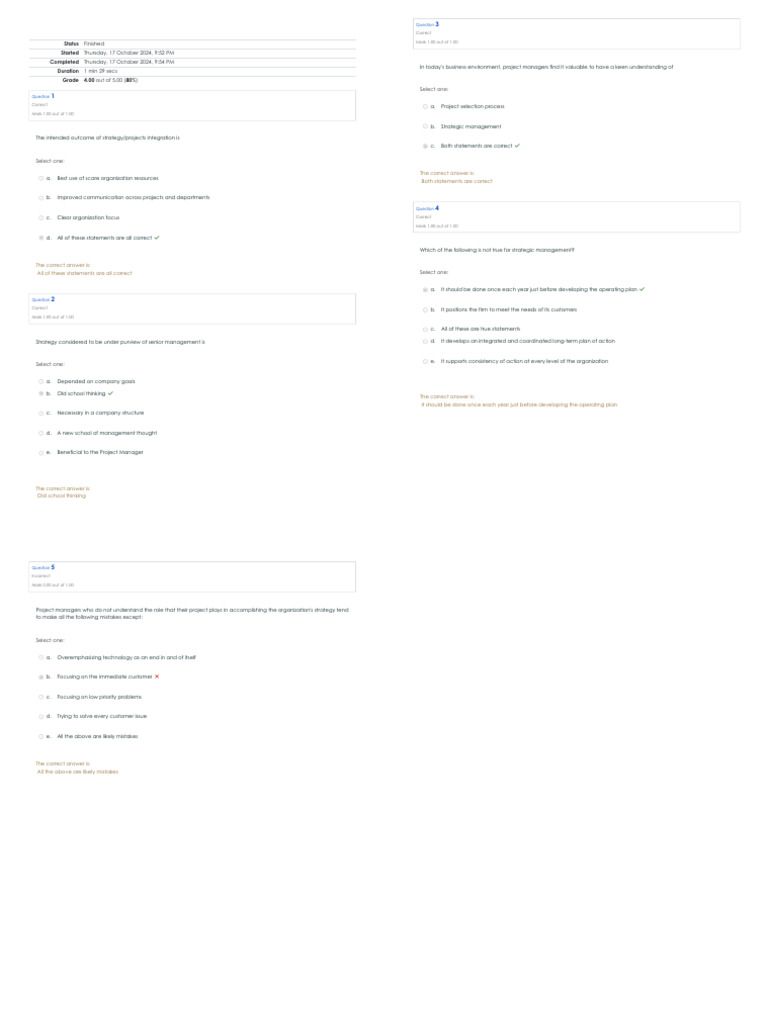 Quiz 2 - Attempt Review - BK-LMS | PDF | Strategic Management | Thought