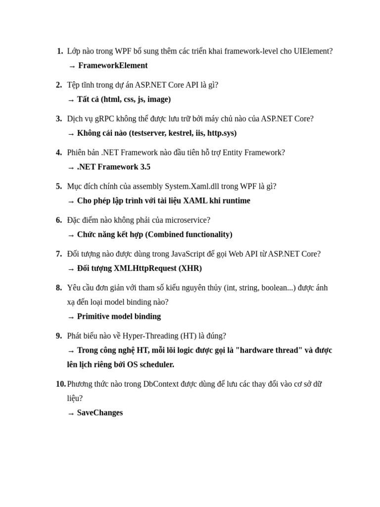 Lớp nào trong WPF bổ sung thêm các triển khai framework | PDF