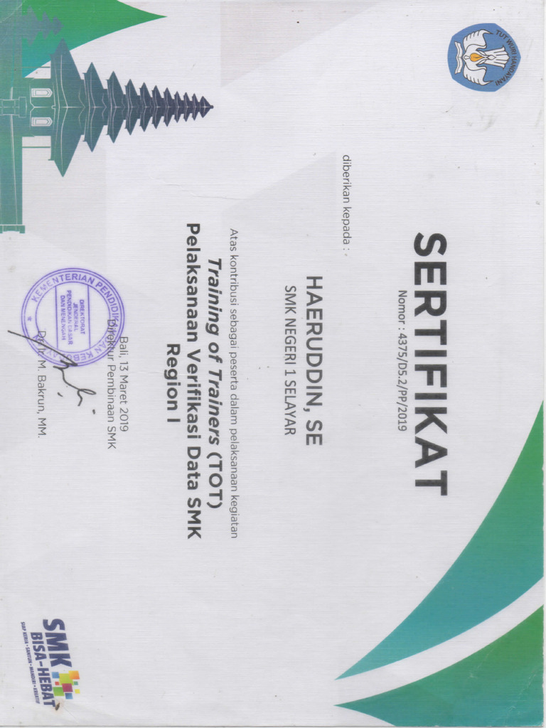Sertifikat TOT Operator | PDF