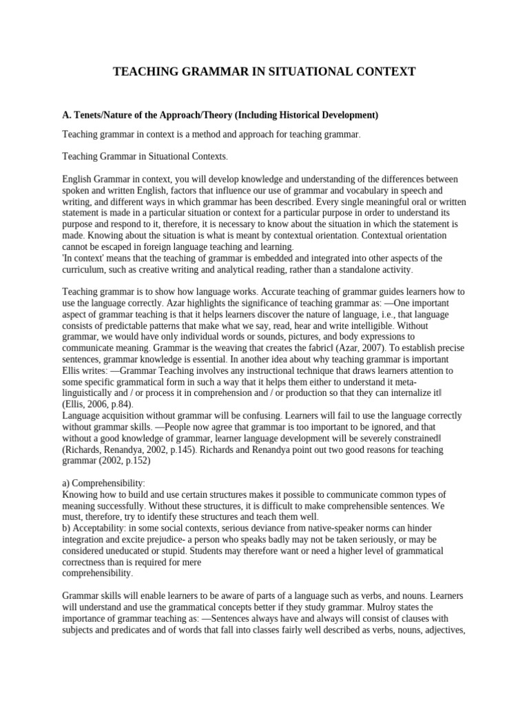 Teaching Grammar in Situational Context | PDF | Cognition | Linguistics