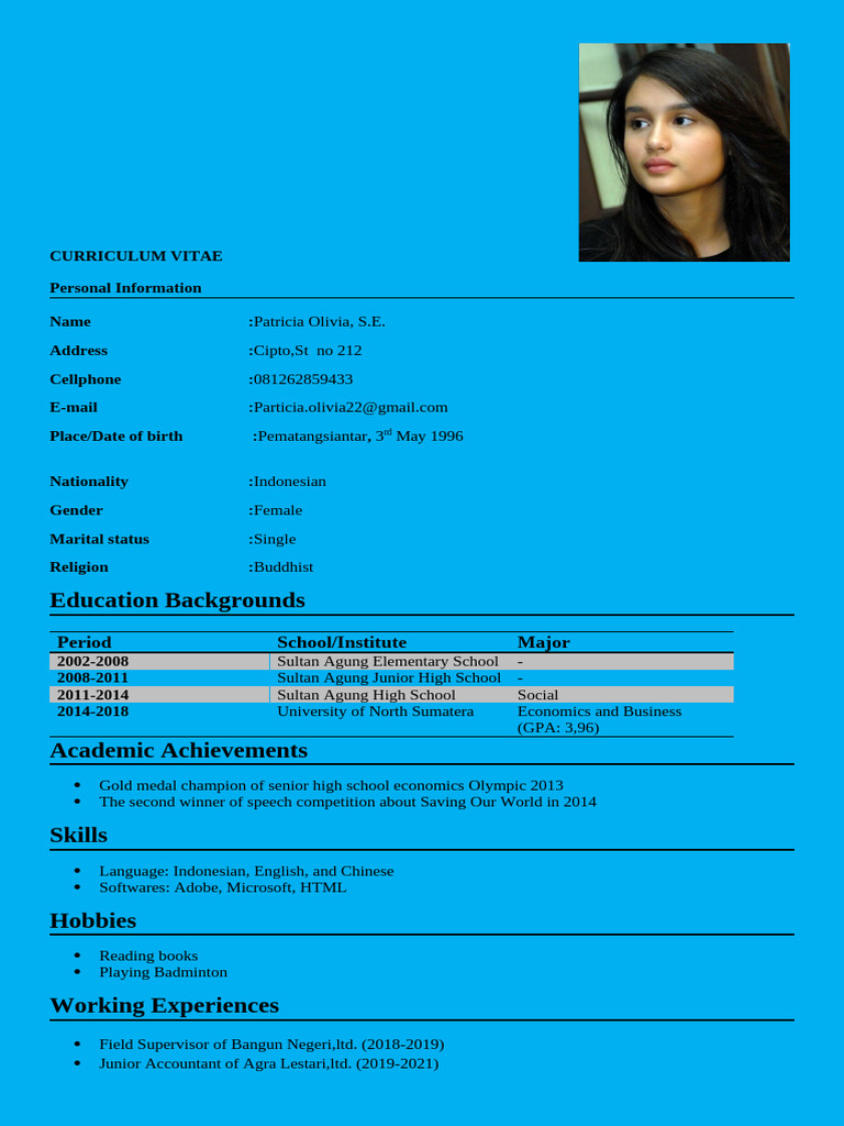 CURRICULUM VITAE-Patricia Olivia | PDF