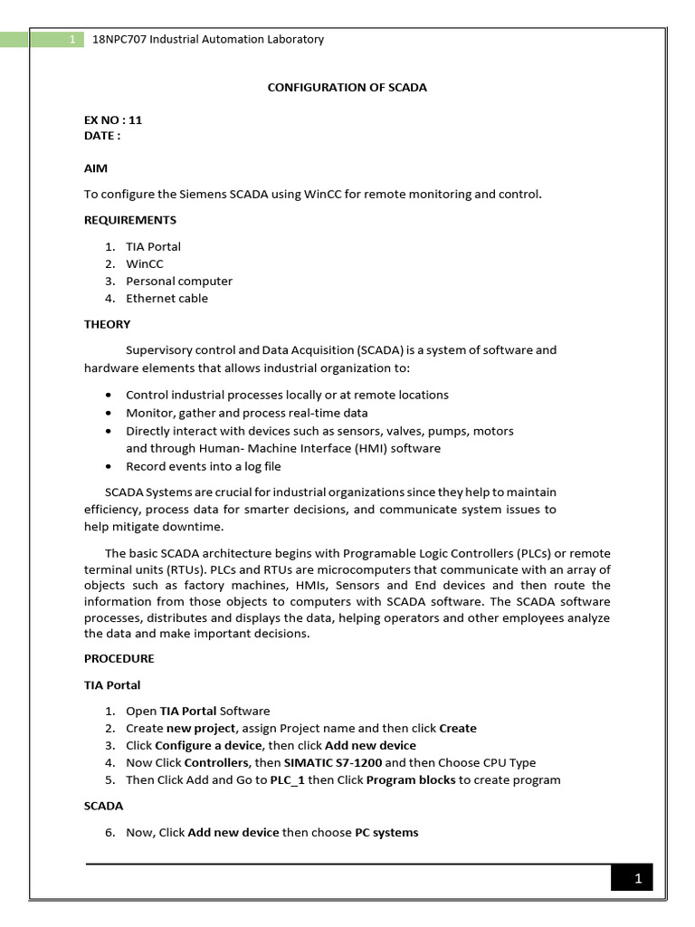 Ex 11 | PDF | Scada | Programmable Logic Controller