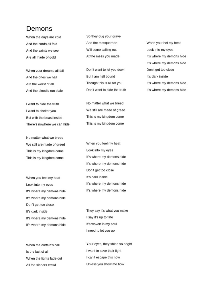 Demons | PDF | Poetry