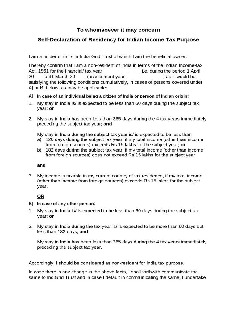 Declaration Format | PDF | Taxes | Income Tax