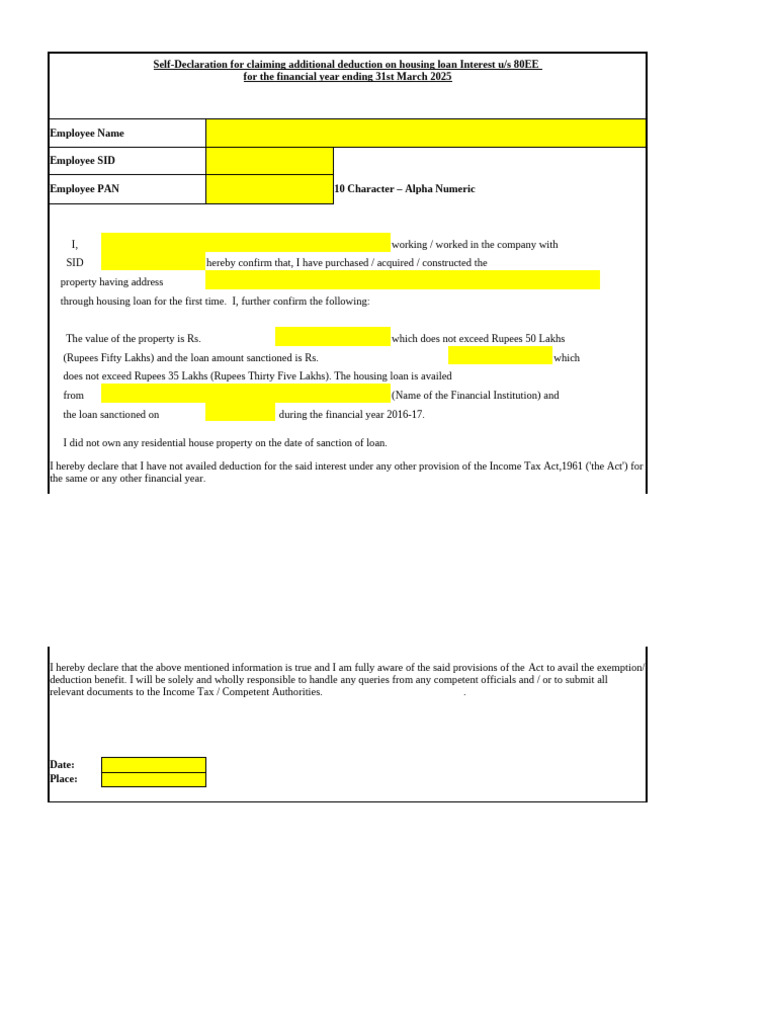 80EE Loan Declaration Form | PDF