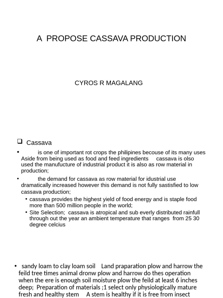 A Propose Cassava Production | PDF | Science & Mathematics