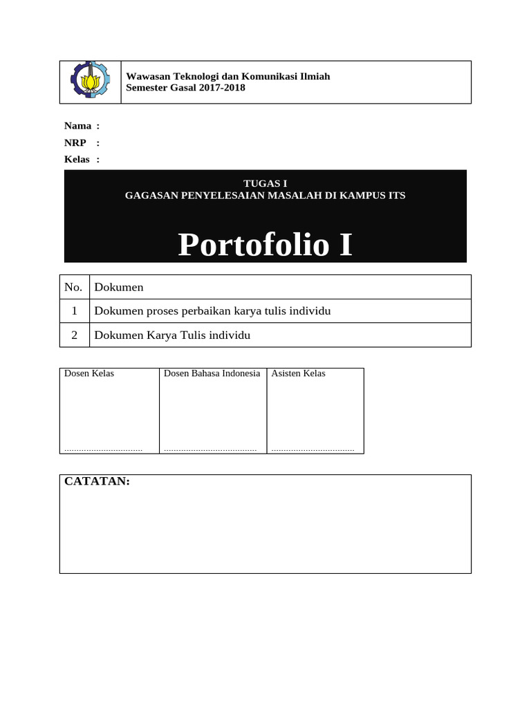 Tugas 1 - Portofolio 1 - Cover | PDF